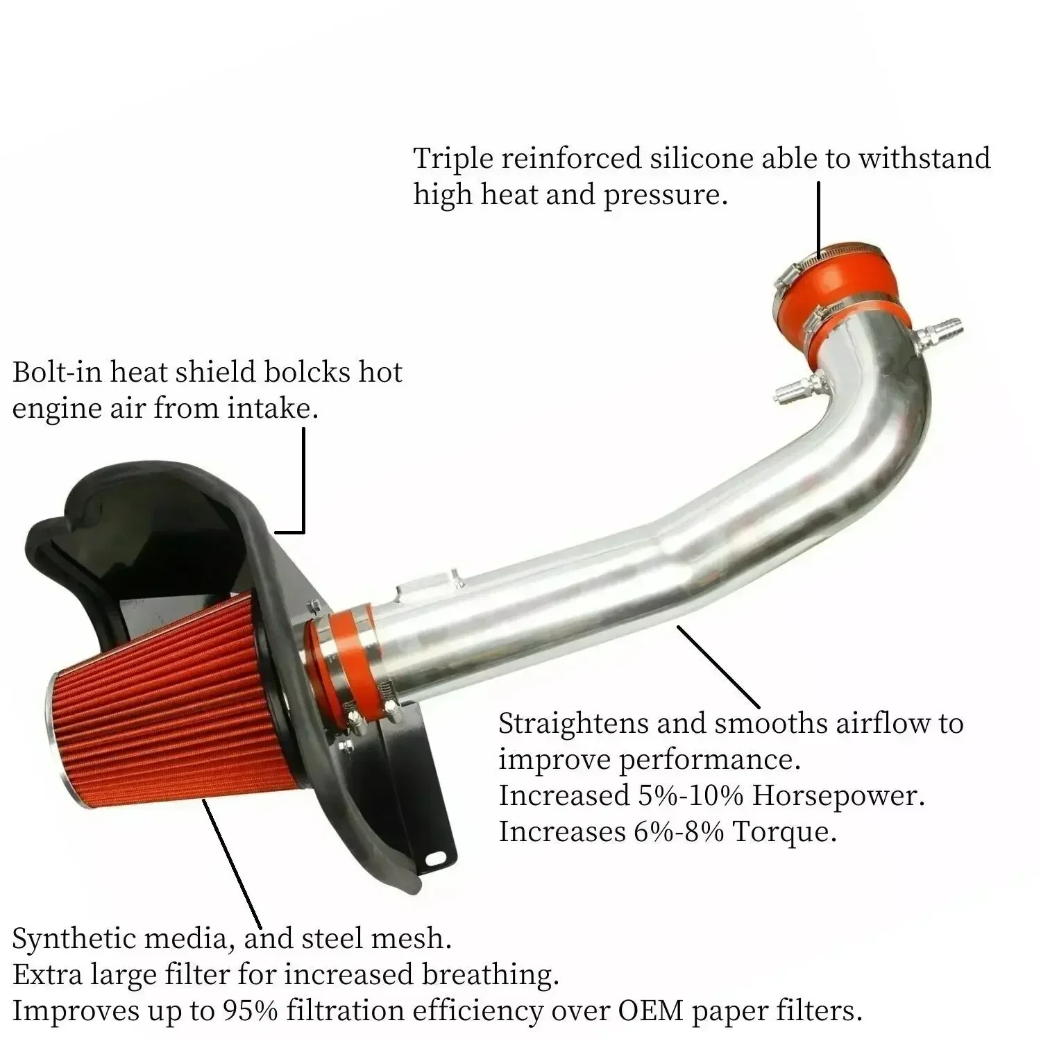 Engine Cold Air Intake System Kit with Heat Shield Filter for Chevy GMC ...