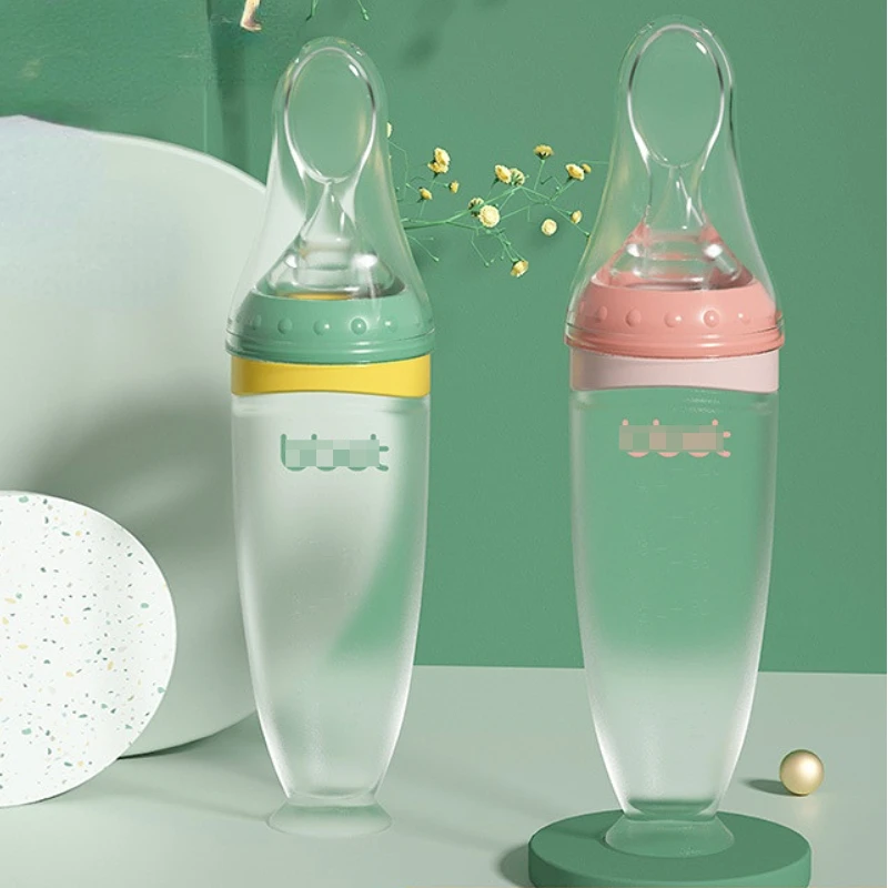 Toddler-Silicone-Squeeze-Feeding-Spoon-Baby-Training-Feeder-Newborn ...
