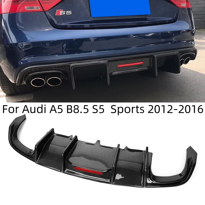 Audi-A5-B8-5-S5-S-Line-Carbon-Fiber-Rear-Diffuser-With-LED-Light ...
