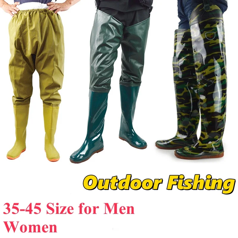 PVC Waterproof Fishing Pants Rain Boots Men Women High Tube Anti-slip ...