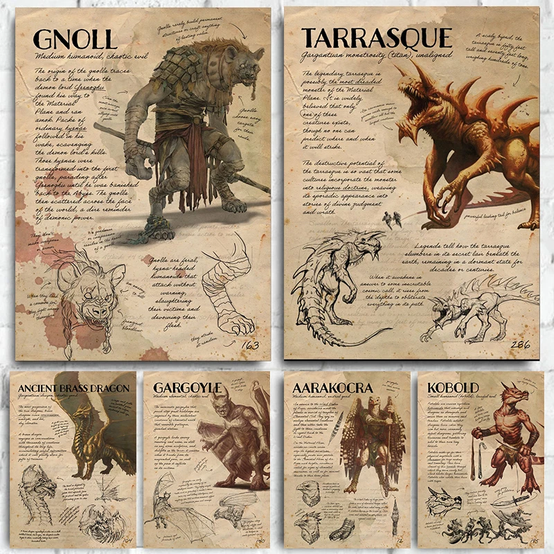 D-D-Monster-Manual-Poster-Vintage-Monster-Movie-Games-Paper-Poster ...