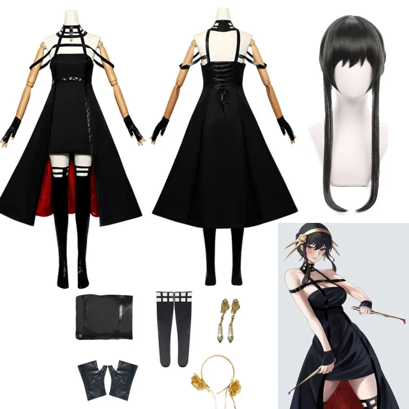 Anime-Spy-X-Family-Yor-Forger-Cosplay-Costume-Dress-Suit-Black-Red ...