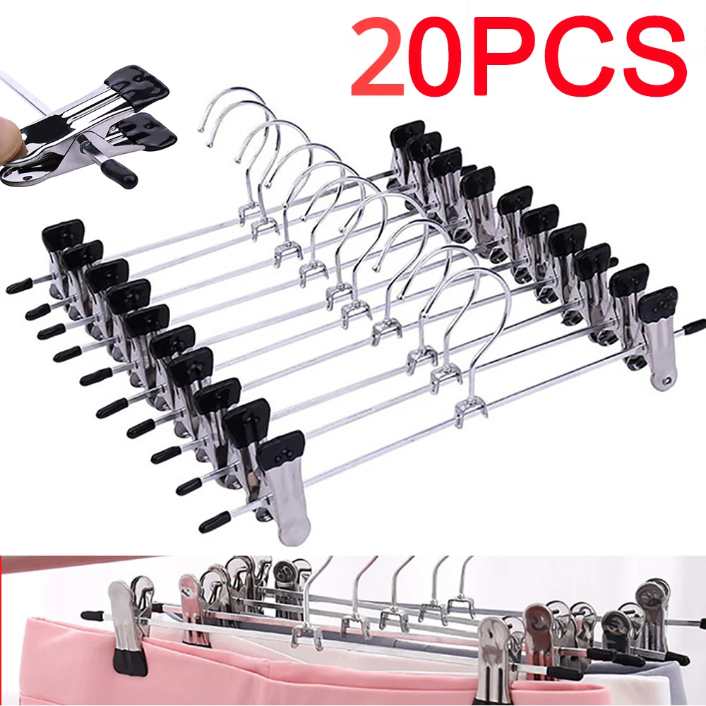20pcs-10pcs-Dress-Hanger-Stainless-Steel-Trousers-Clips-Non-Slip-Skirts ...