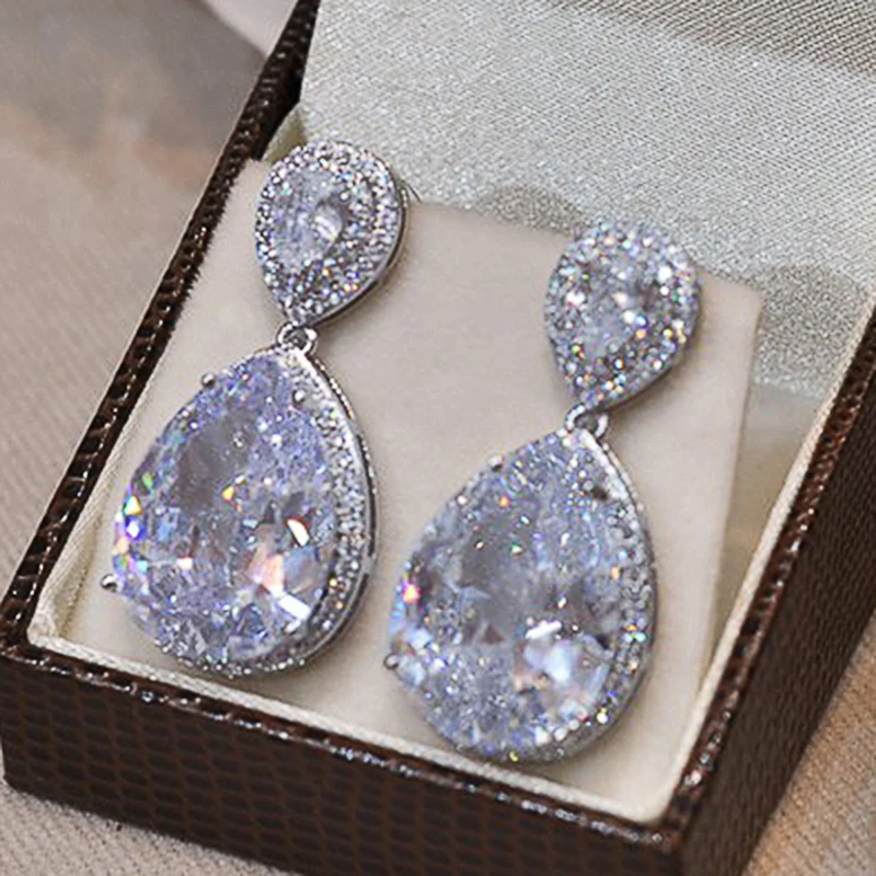 Huitan-High-quality-Women-s-Earrings-with-Big-Water-Drop-Cubic-Zirconia ...