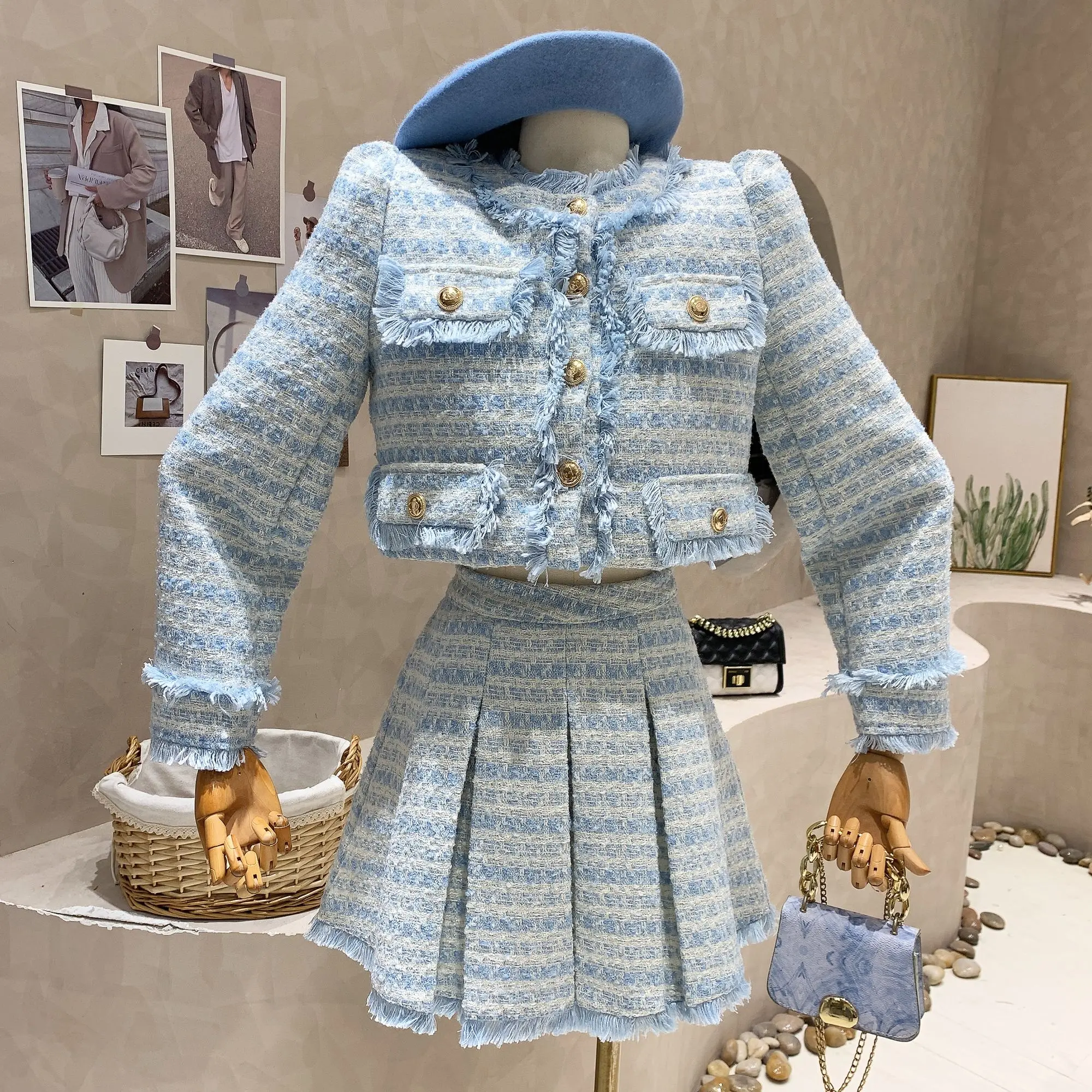 High-Quality-Korean-Style-Tweed-Suit-Women-Fall-Tassel-Jacket-Short ...
