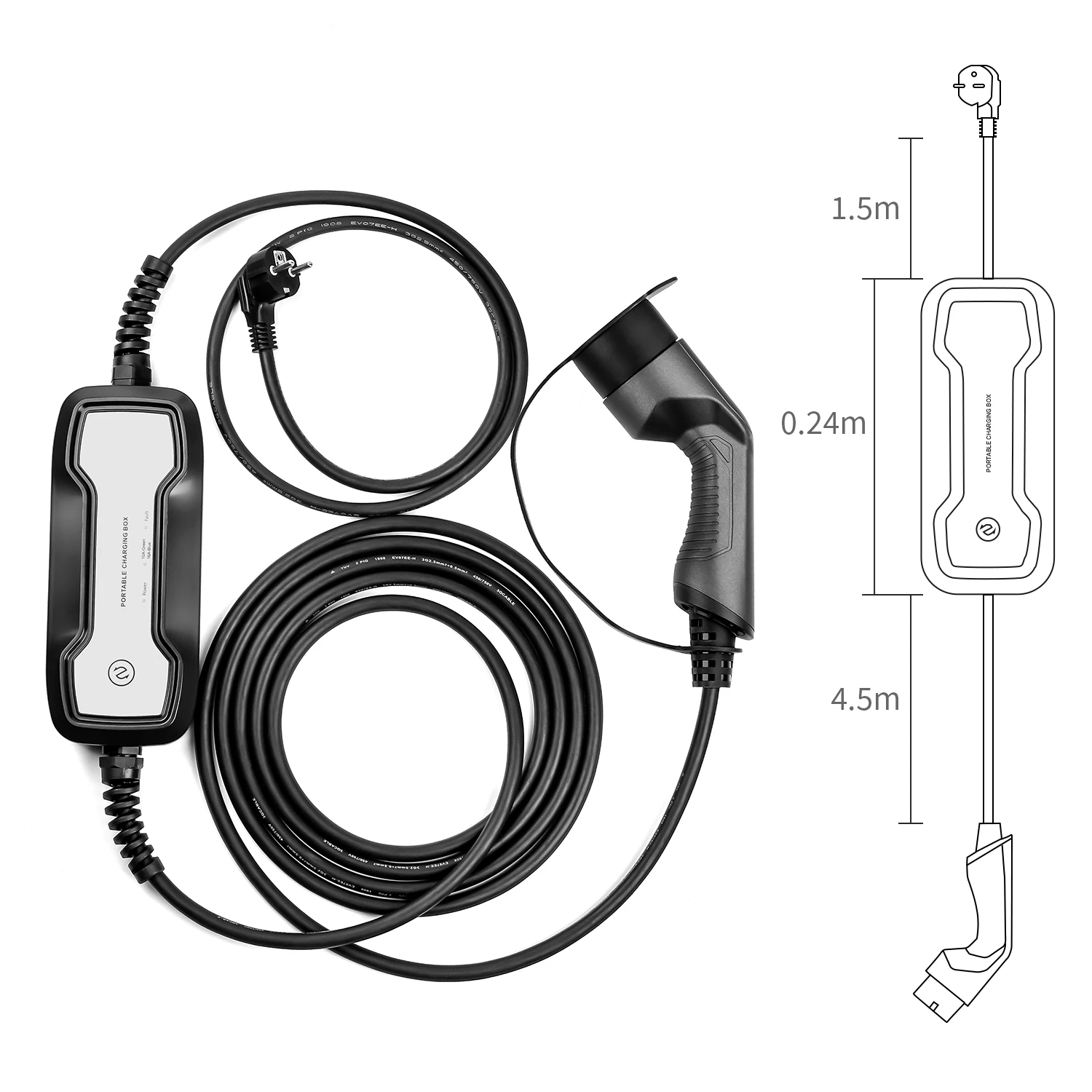 Portable EV Charging Box Type 2 10/16A Switchable Electric Vehicle Car ...