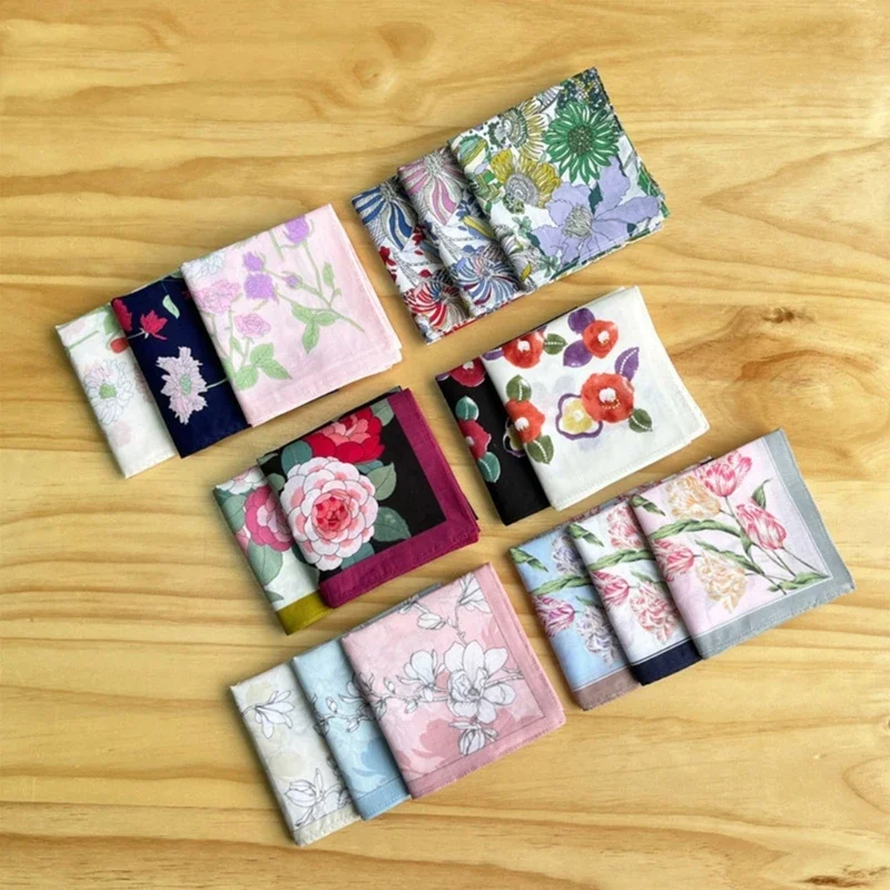 Colorful-Hankie-Women-Handkerchiefs-Polyester-Floral-Pattern-Super-Soft ...