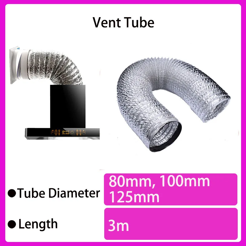80mm/100mm Aluminum Foil Tube Flexible Ventilation Hose Pipe Air Vent ...