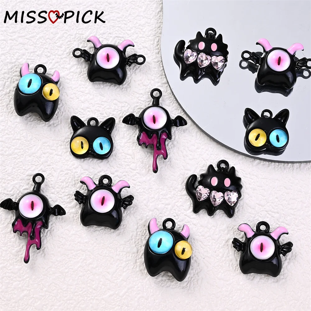 2/6Pcs Hot Selling Cute Quirky Black Cat Devil Monster Design Charms ...