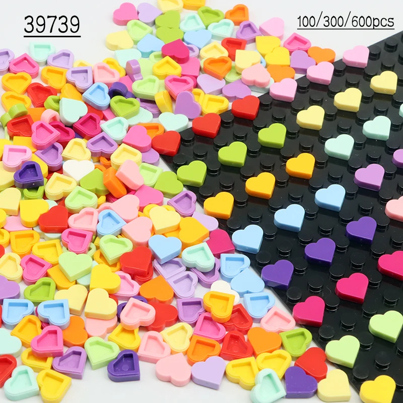 Aquaryta 100/300/600pcs MOC Tile 1x1 Heart Building Blocks Love Peach ...