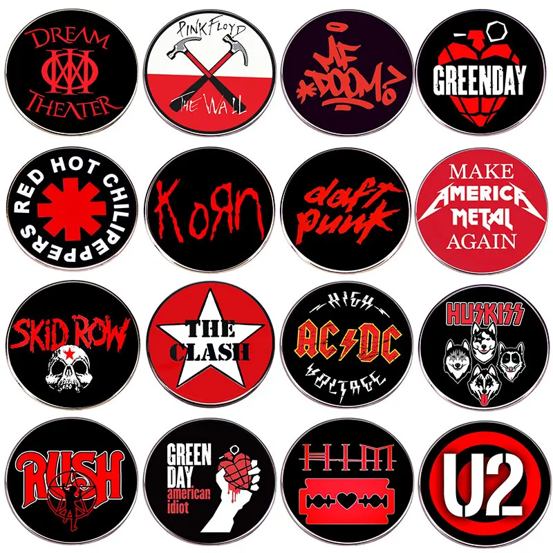 Rock Band Enamel Pins Metal Music Punk Brooch Badge Fashion Jewellery ...