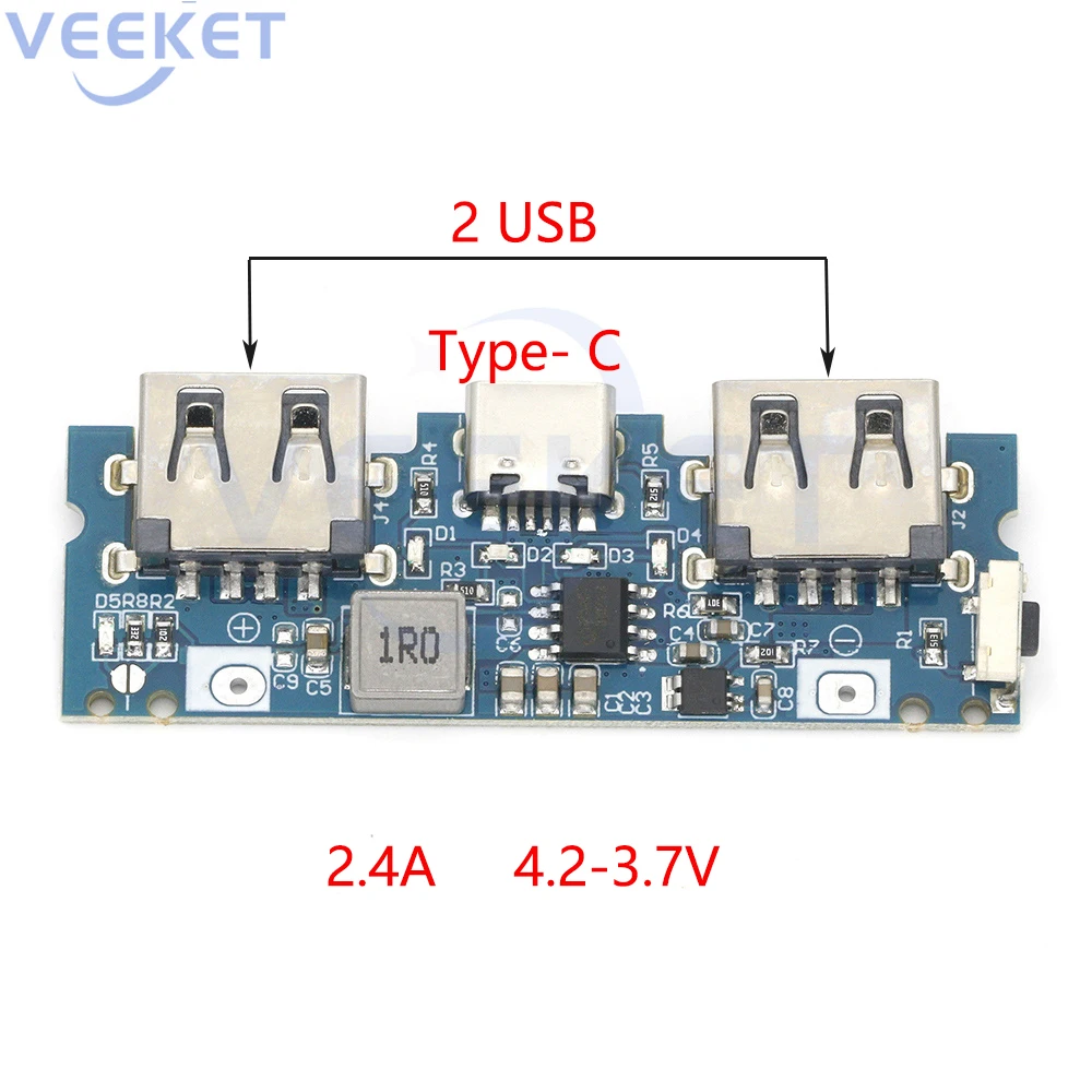 5V-2-4A-2USB-Boost-Module-Rechargeable-Battery-Power-Supply-Board-Can ...