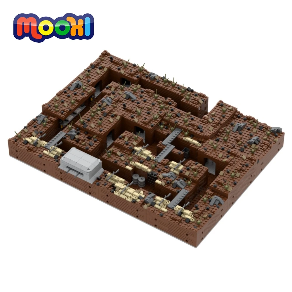MOOXI-Military-Series-MOC-Bricks-WW2-Trench-FortressBattlefield-Scene ...