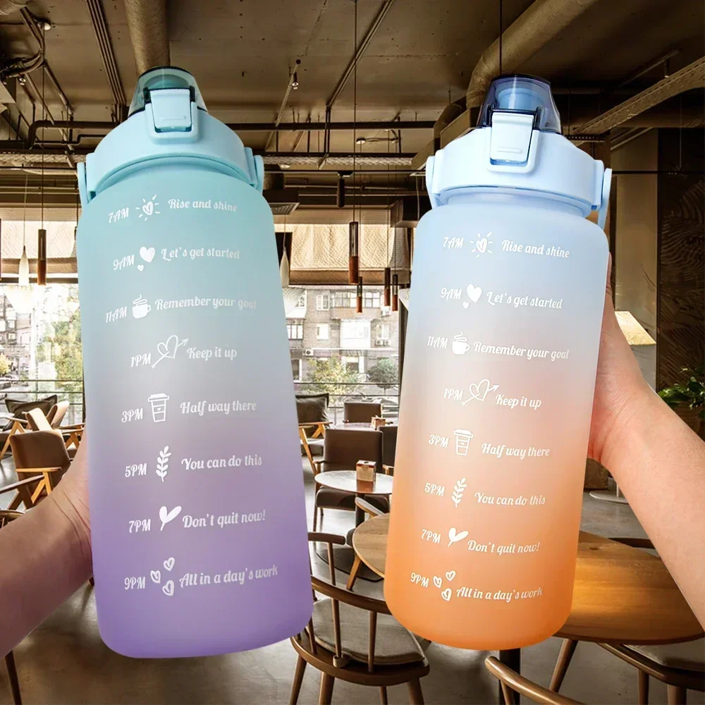Water-Bottle-2-Liter-Stay-Hydrated-Motivated-Leakproof-Plastic-Sport ...