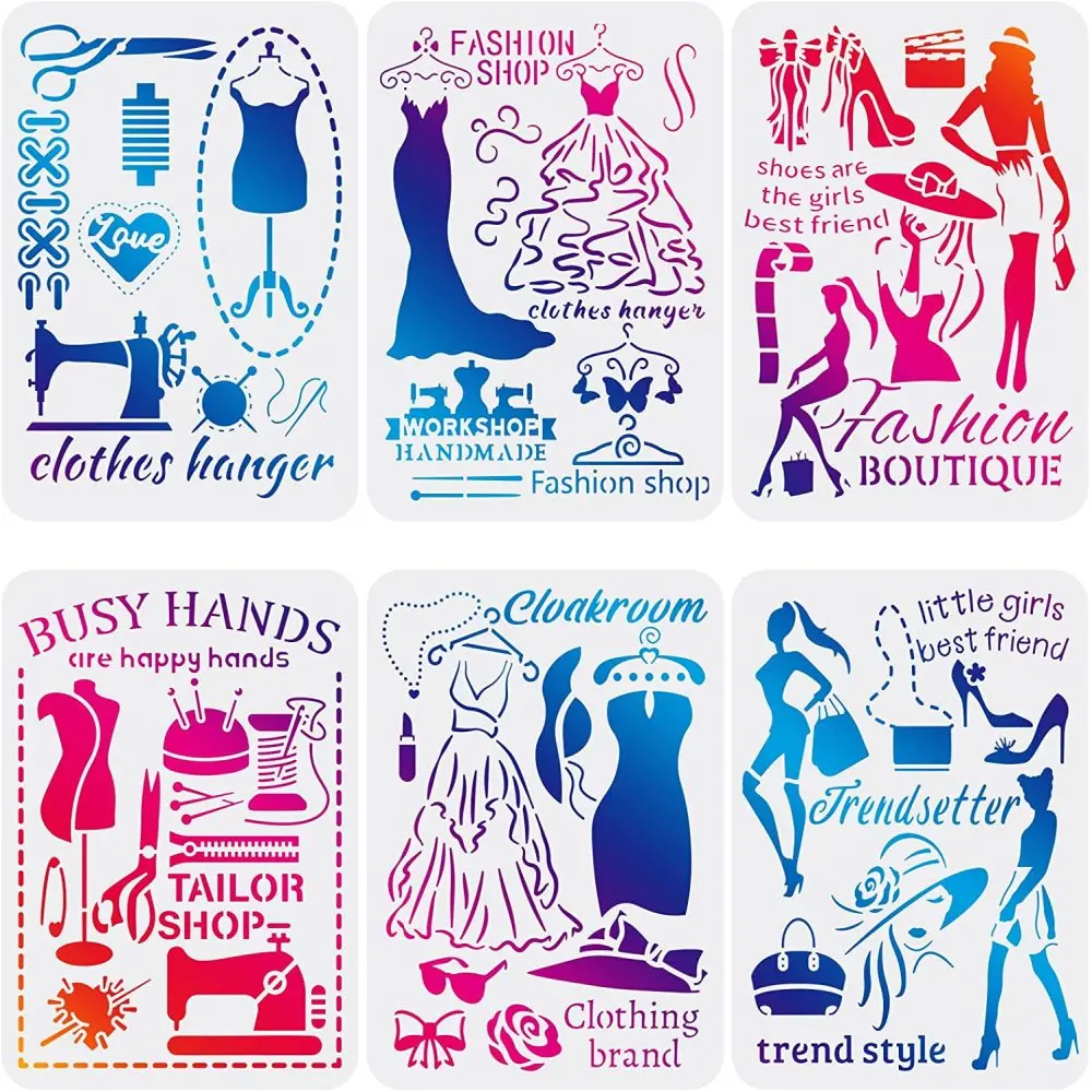 6PCS-Set-Clothes-Sewing-Machine-Stencils-Painting-11-6x8-3-Inch ...