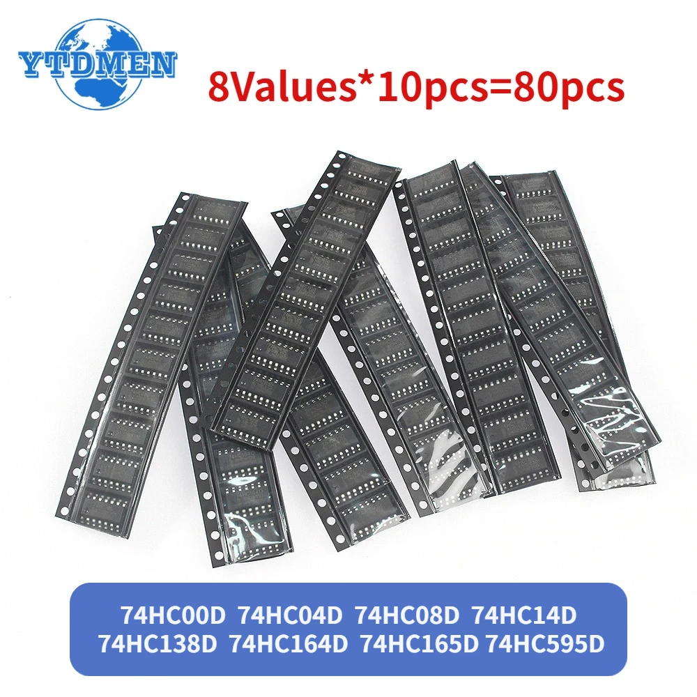80PCS 74HC SMD Logic IC Electronic Component Kit 74HC00D 74HC04D ...