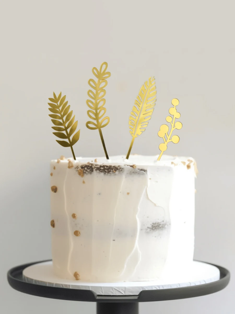 Cake-Topper-INS-Style-Baking-Cake-Decoration-Simple-Gold-Leaf-Acrylic ...
