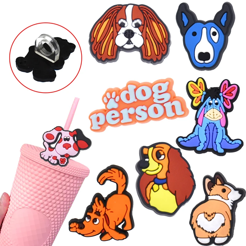 1PCS-Cute-Animals-Dogs-straw-topper-PVC-Dog-charm-drinking-accesorioy ...