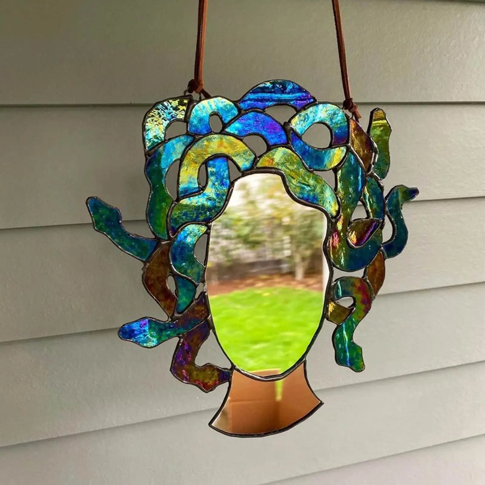 Stained Glass Medusa Mirror Colorful Acrylic Decorative Medusa Hair ...