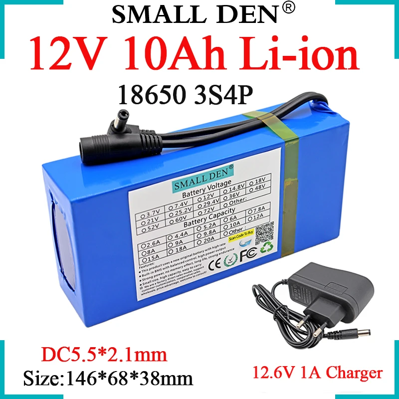 12V-10Ah-Portable-Cell-18650-Lithium-Battery-Pack-10000mAh-Street-Light ...