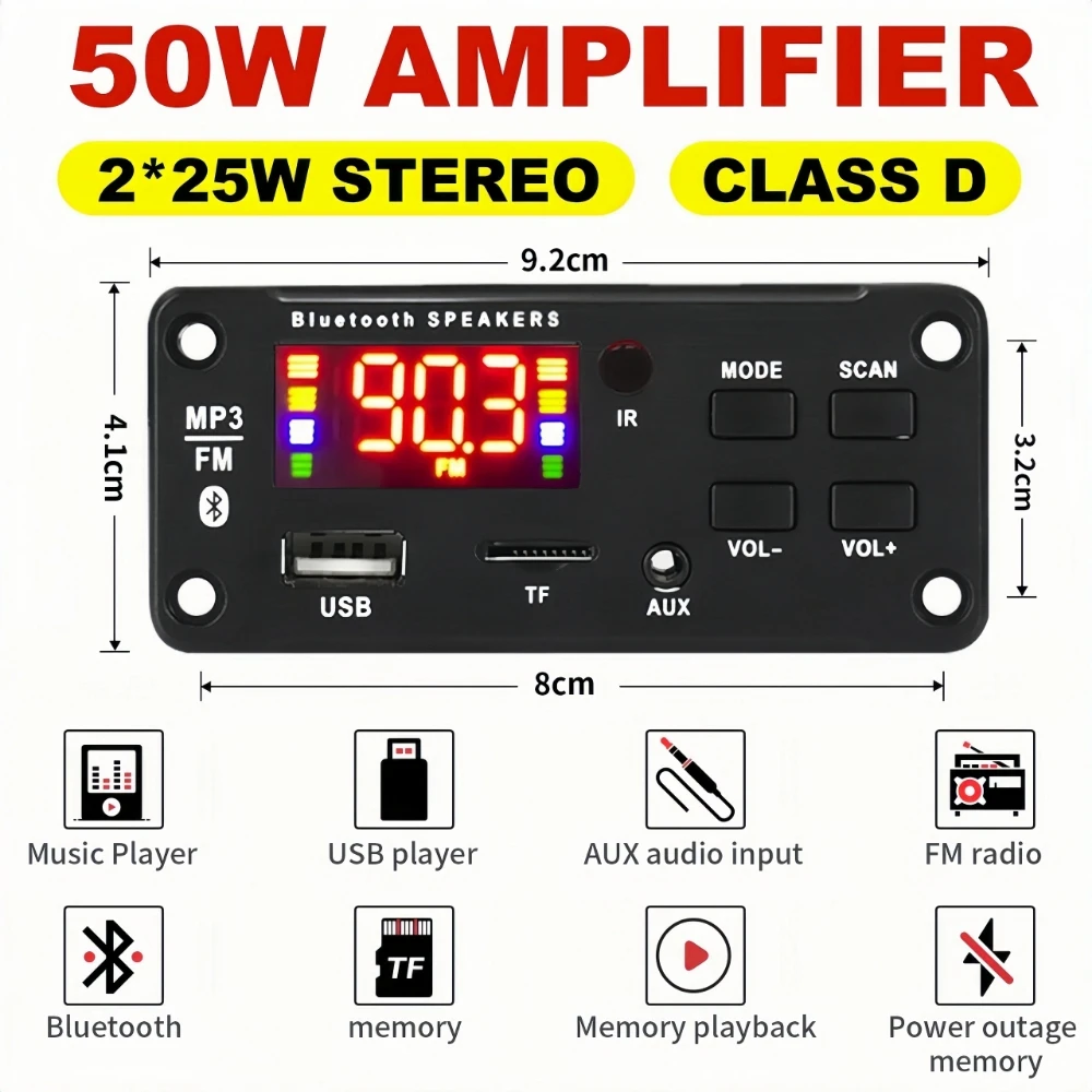 50W-Amplifier-Bluetooth-5-0-DIY-MP3-WAV-Decoder-Board-DC-12V-Wireless ...