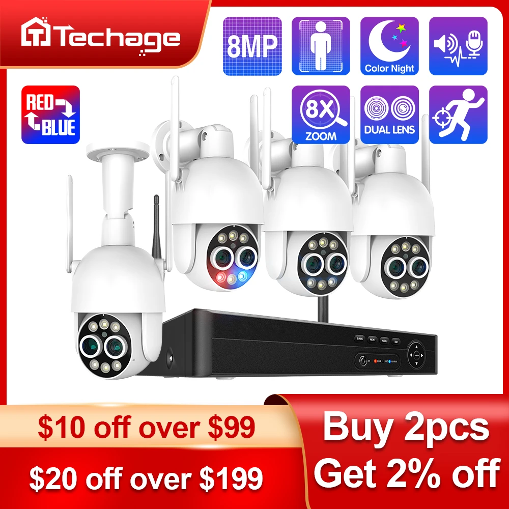 Wireless PTZ surveillance camera kit | Dual lens wifi camera system ...