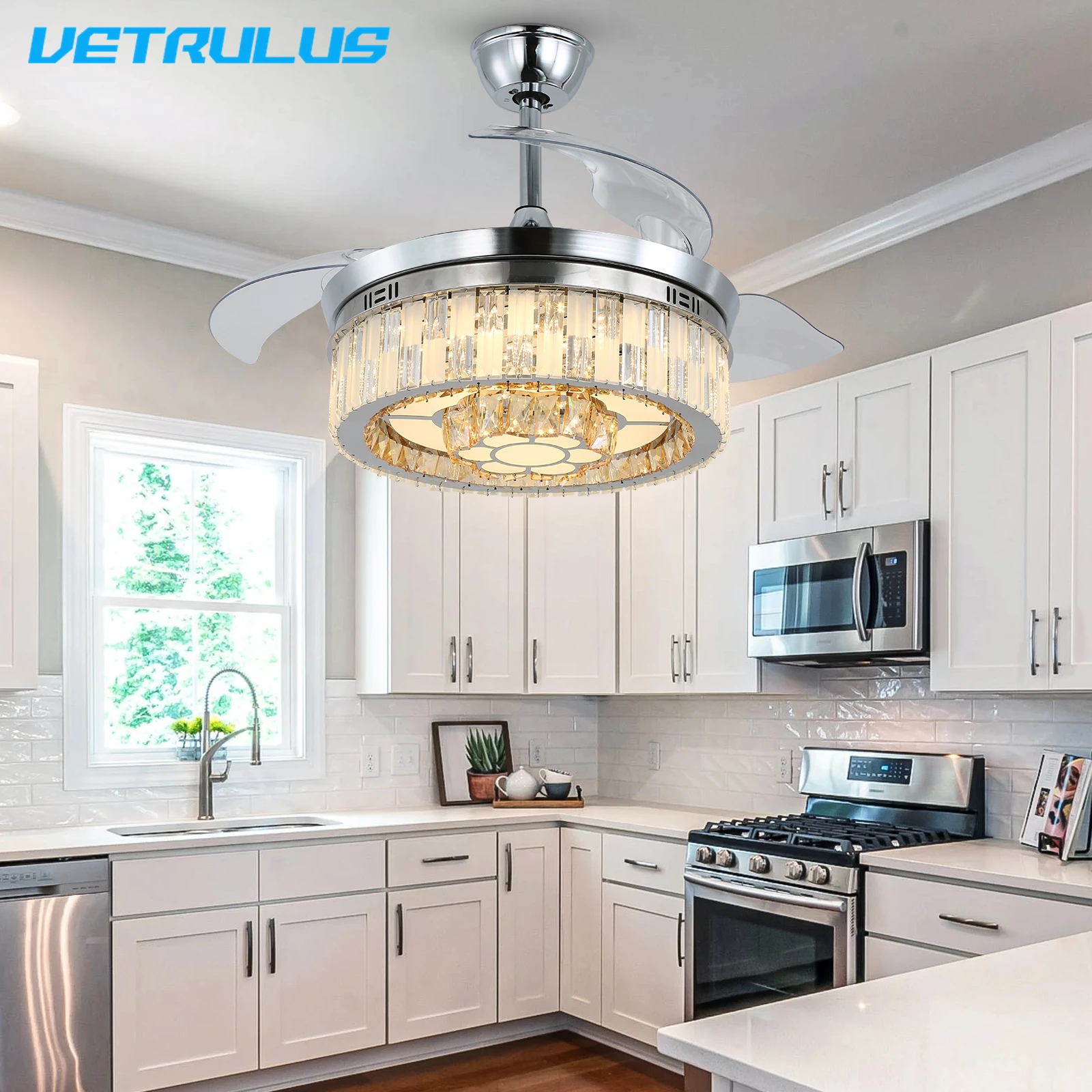 Modern-Ceiling-Fan-Led-Light-Smart-Remote-Control-Living-Dining-Room ...
