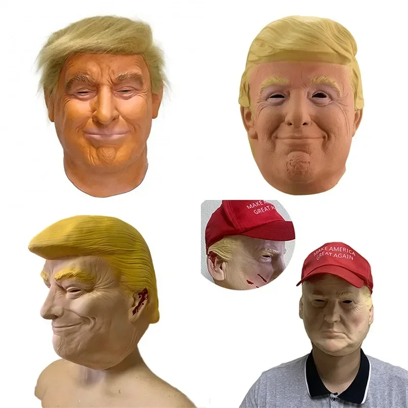 Trump-Latex-Mask-Bleeding-Ear-Halloween-Cosplay-Full-Face-American ...