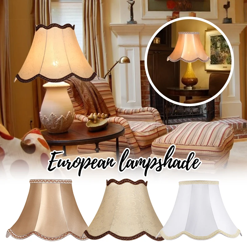 European Style Retro Lampshade E27 Fabric Lightshade Bedroom Bedside ...