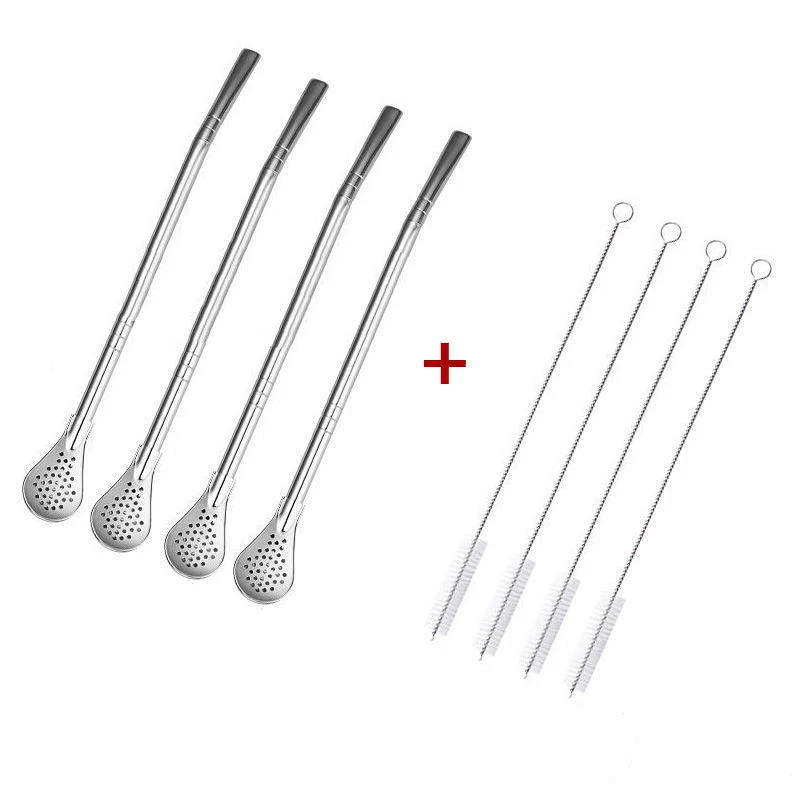 Silver Spoon Tea Filter Yerba Mate Tea Straws Stainless Steel Drinking ...
