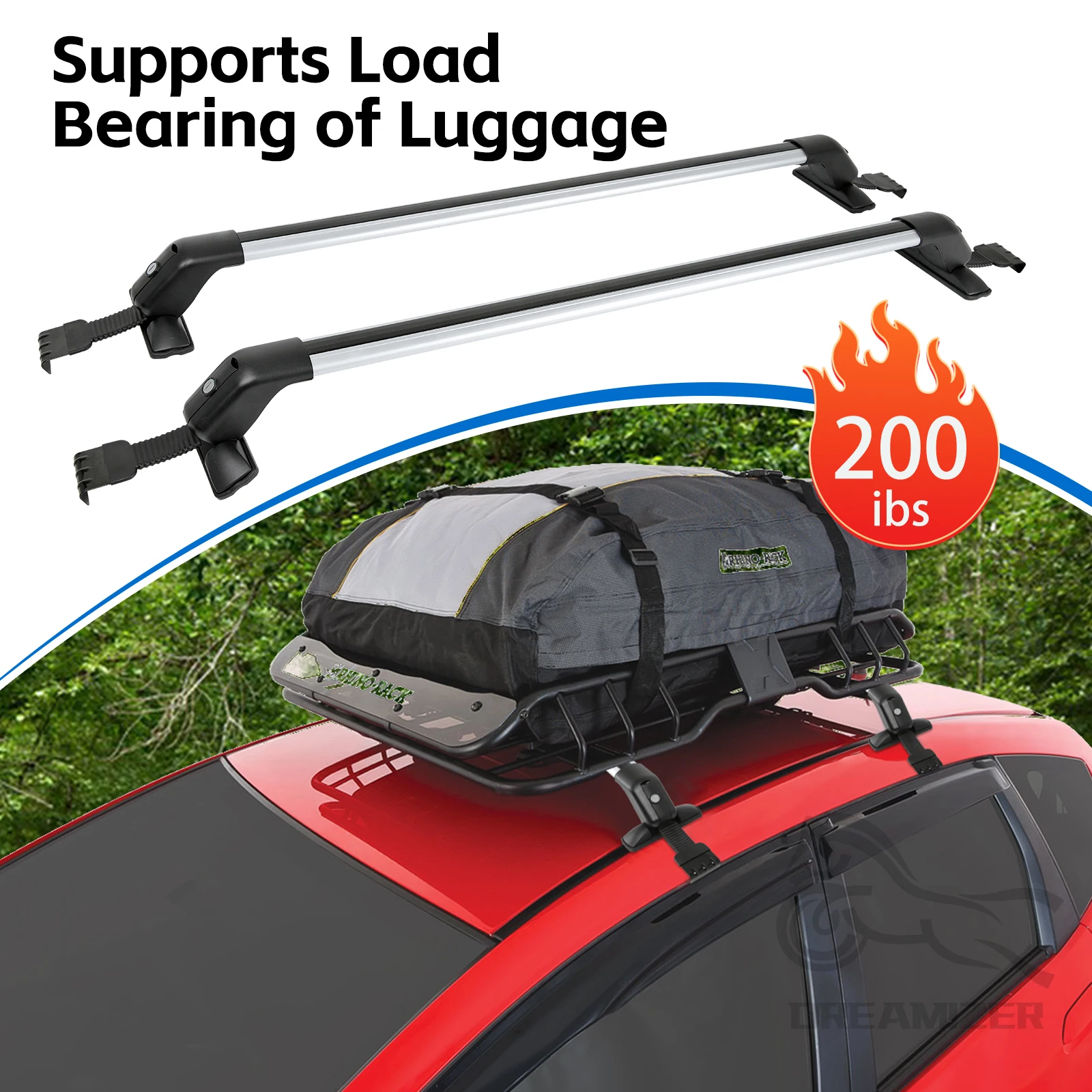 1-Pair-108cm-Universal-Vehicle-Car-Roof-Mounting-Rack-Rail-Bar-Black ...