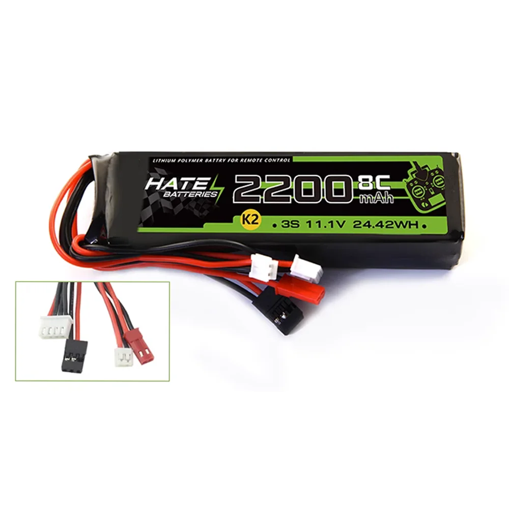 Transmitter Battery Upgrade 11.1V 3S 2200mAh Lipo Battery JST JR Futaba ...