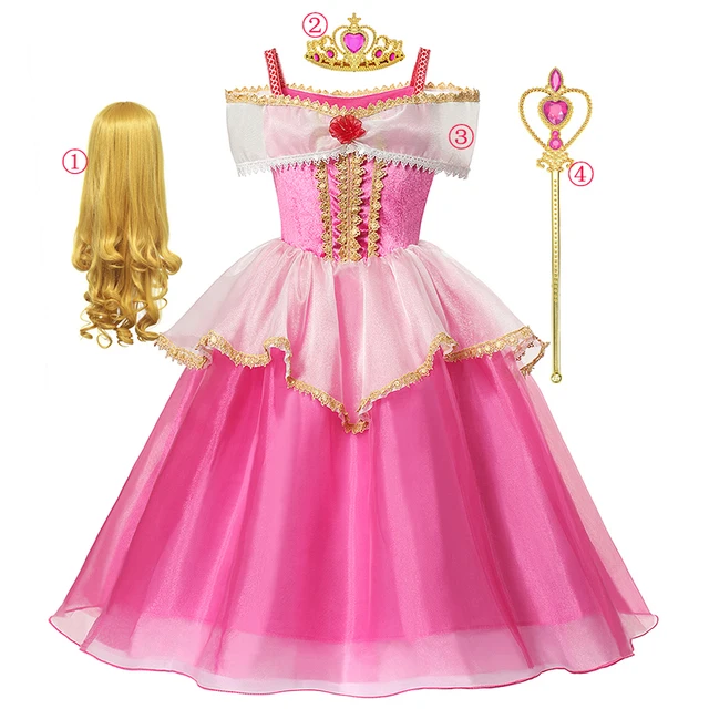 Disney Sleep Beauty Girl Costume Aurora Belle Princess Dress Children – A2Zee Store
