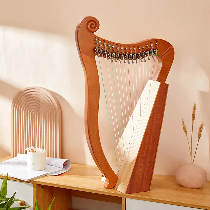 Harp 19 String Lyre Harp Instrument Full Veneer Solid Wood Mahogany ...