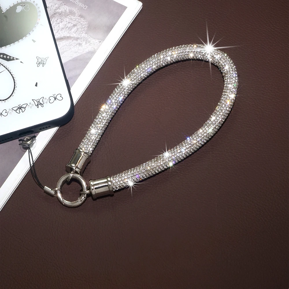 For-Mobile-Phone-Case-Colorful-Rhinestone-Trim-Cotton-Core-Base-Lanyard ...