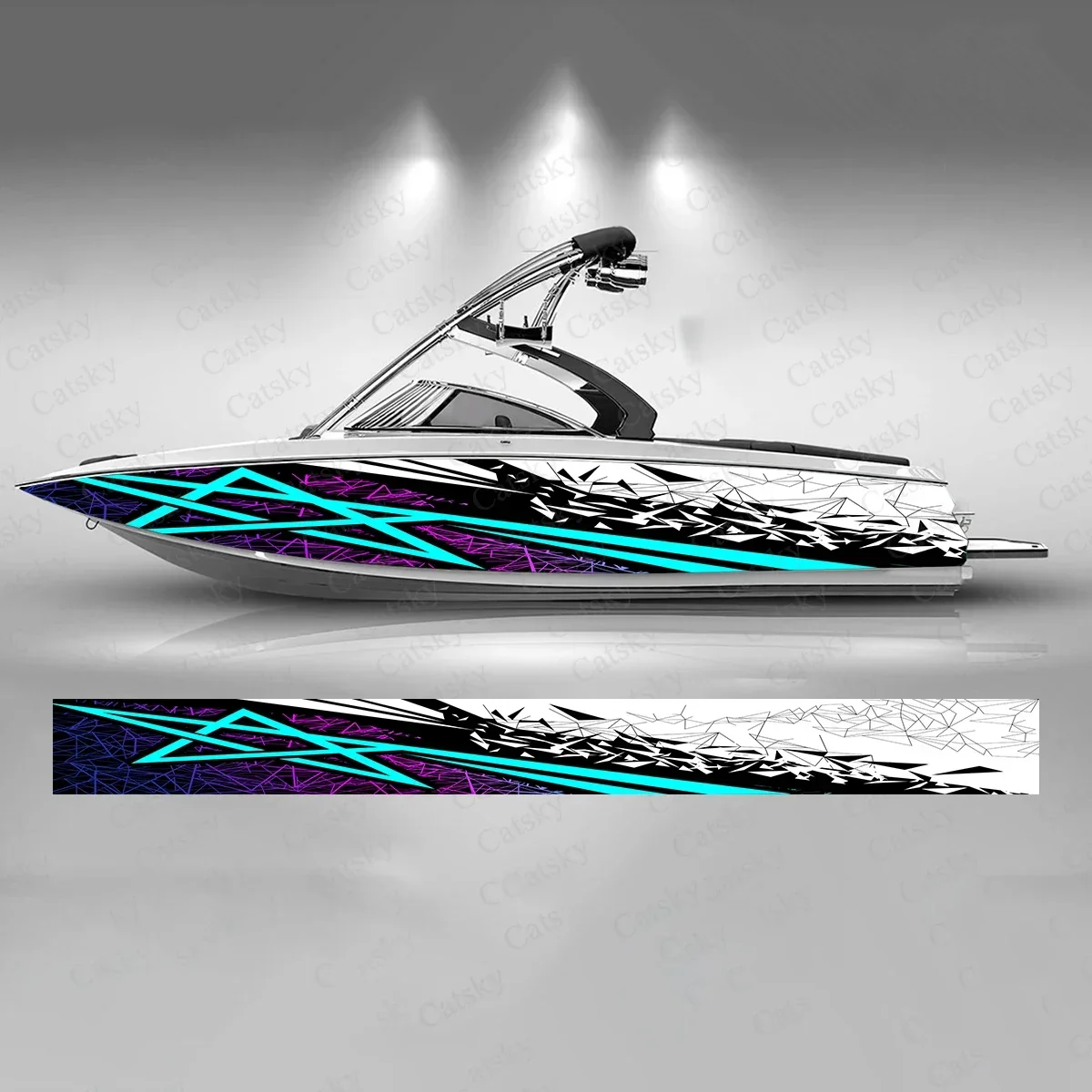 Abstract Lightning Geometry Boat Sticker Fashion Custom Fish Boat ...