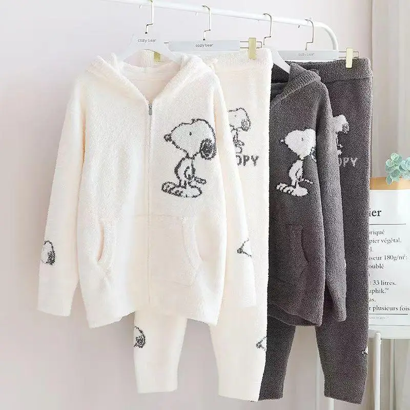 Snoopy Pijama de invierno con capucha para hombre y mujer, Set de ropa ...