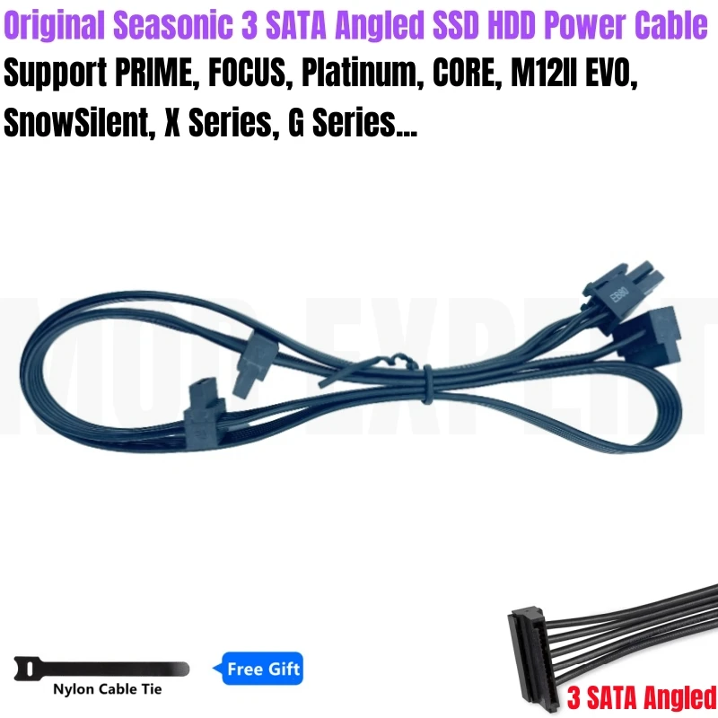 Original-Seasonic-3-SATA-Angled-SSD-HDD-Power-Cable-for-TX-1600-TX-1300 ...