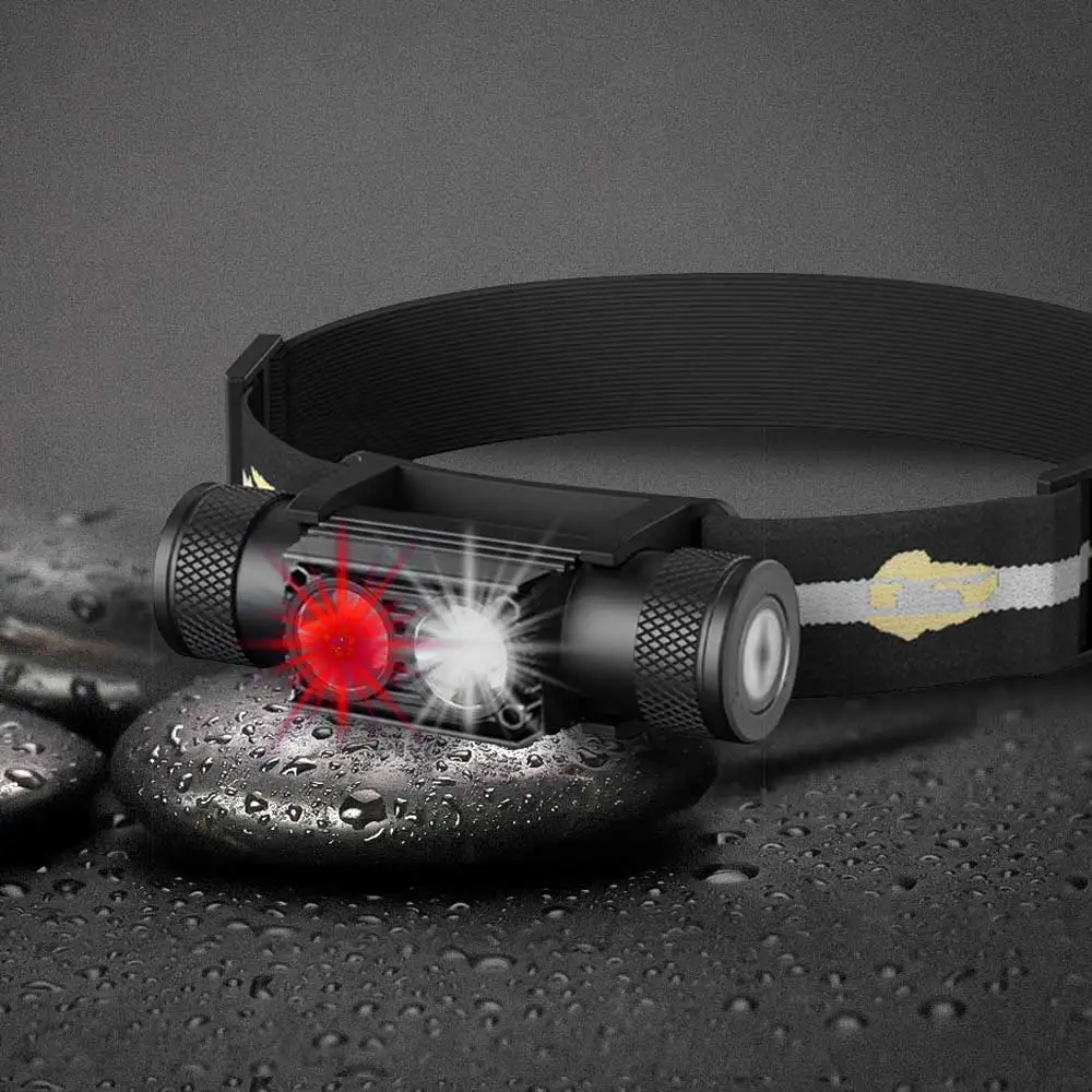White Red Beam Light Headlamp Type C USB 18650 Hunting Headlight ...