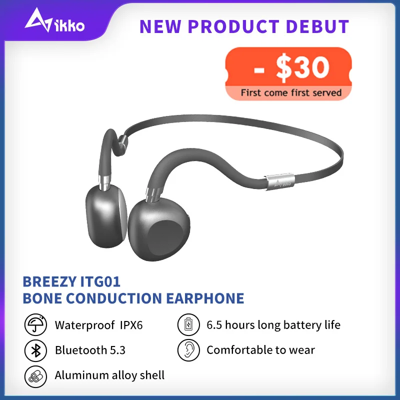 iKKO ITG01 Bone Conduction Wireless Bluetooth Headphones Headset 5.3 Running Sports Earphones ...