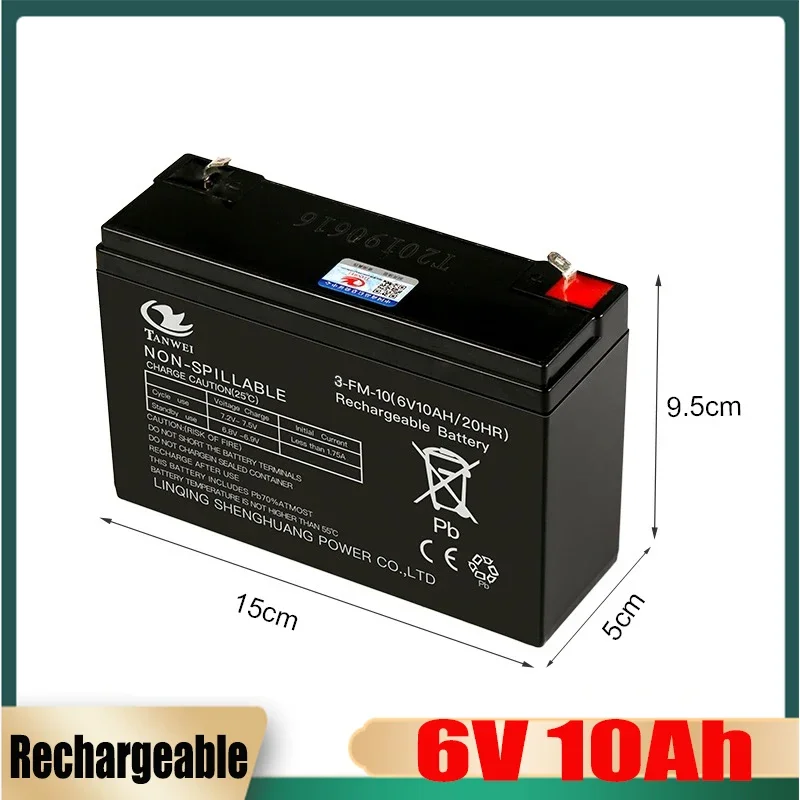 6V-10Ah-Lead-acid-Battery-10000mAh-Rechargeable-Backup-Batteries-For ...