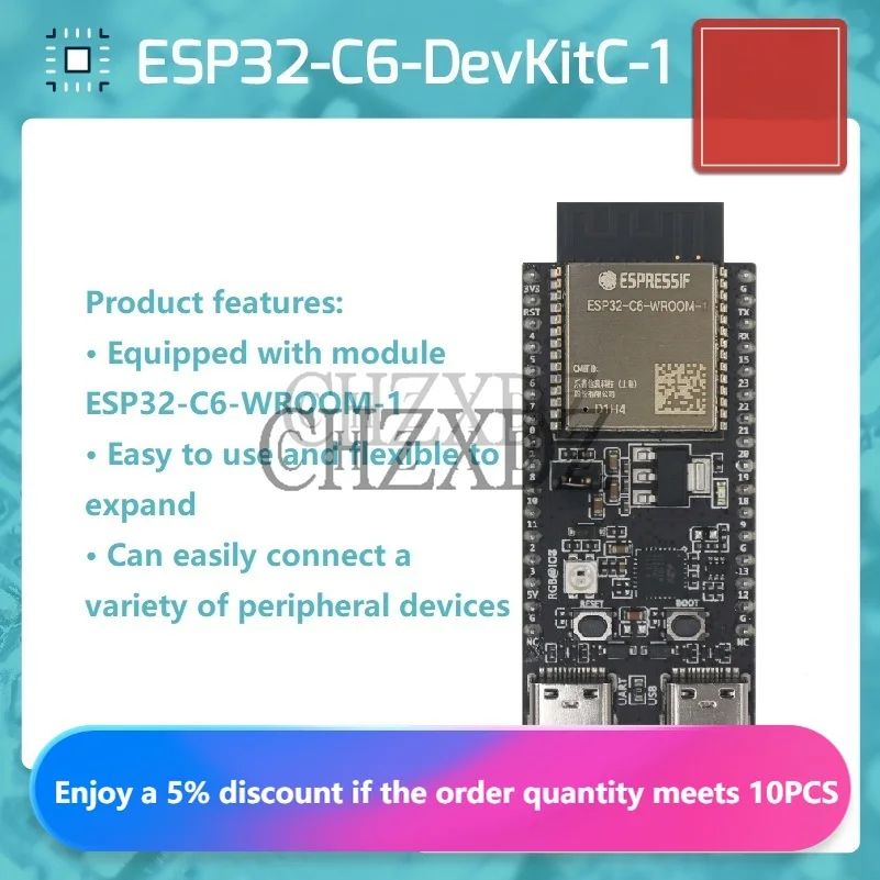 Mini Development Board Esp32 C6 Devkitc1 Wi Fi Módulo Esp32 C6 Devkitm 1 Core