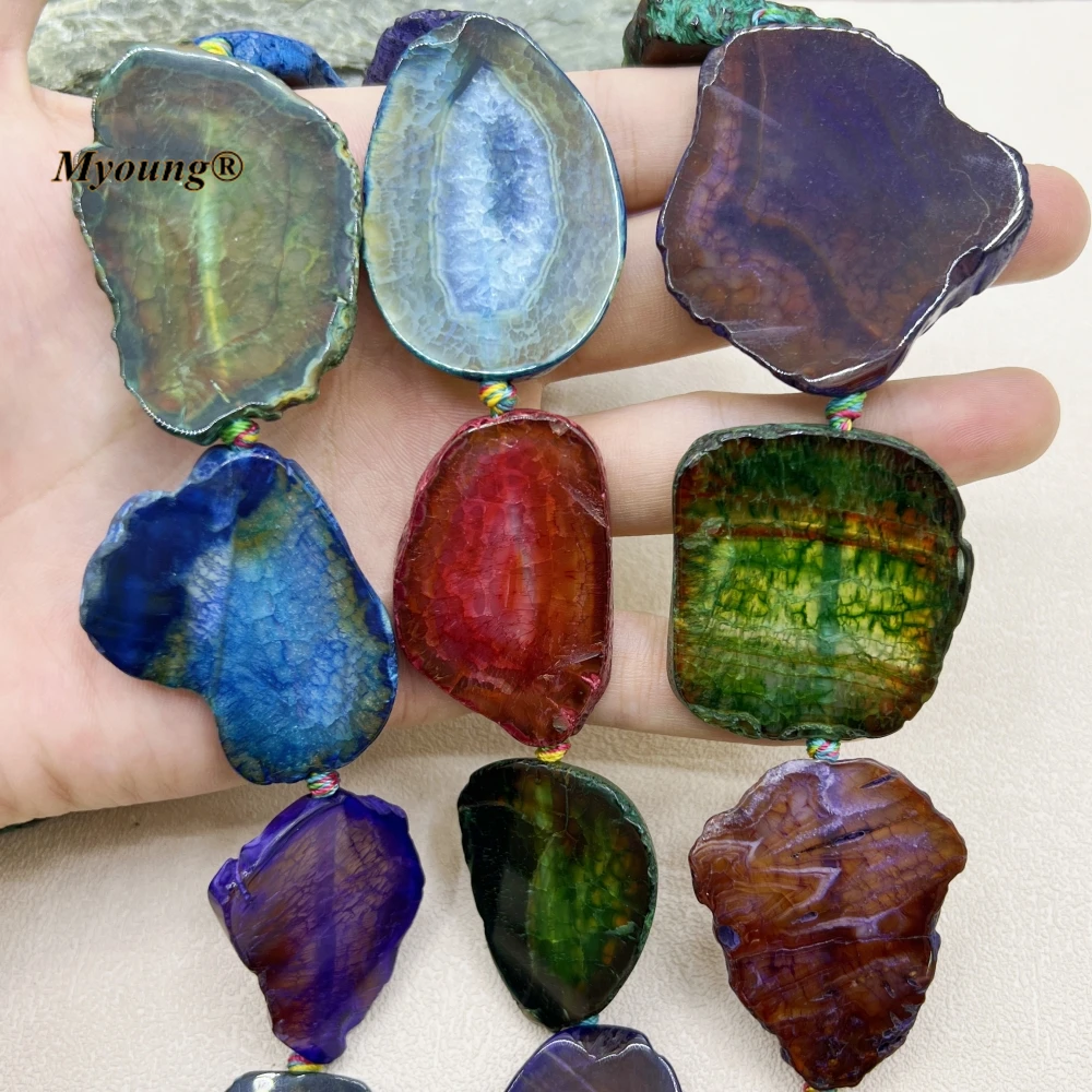 20Inchs Irregular Graduated Multicolor Agates Slice Beads For DIY ...