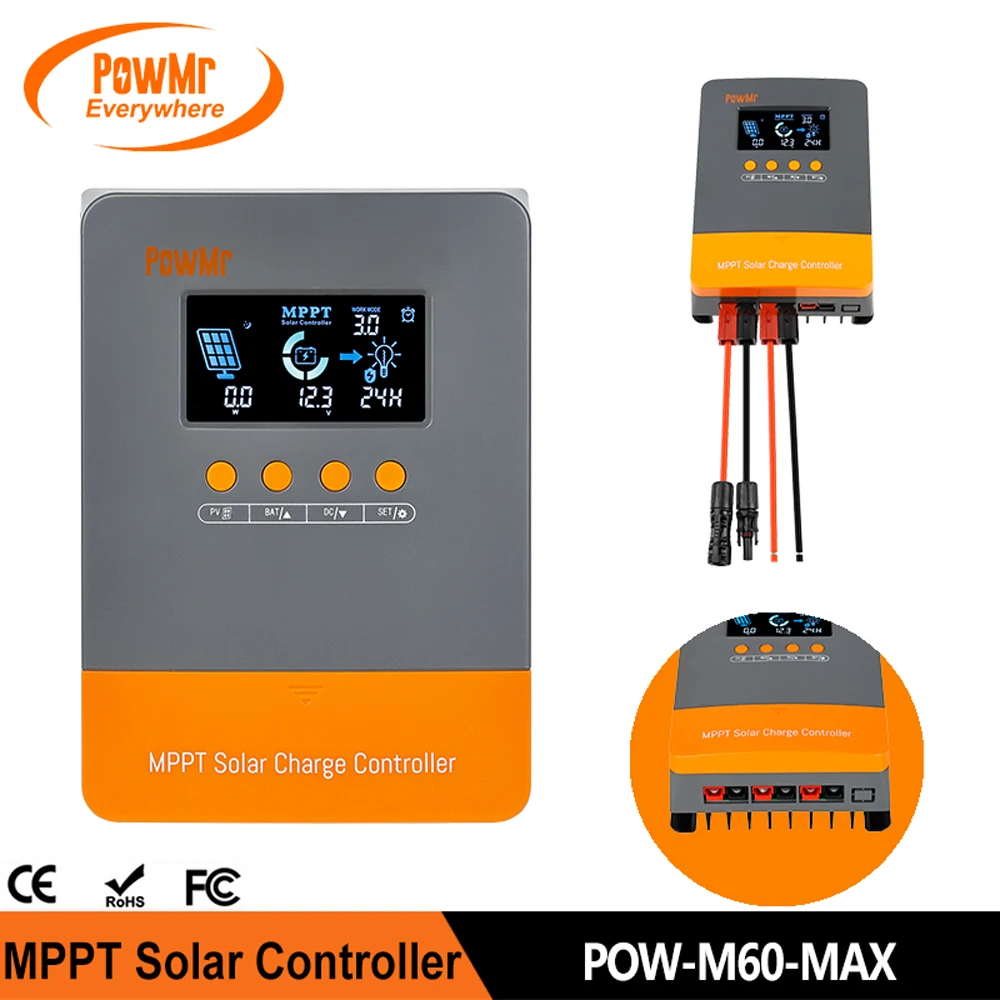 PowMr-60A-MPPT-Solar-Charge-Controller-for-12-24-36-48V-Battery-Max ...