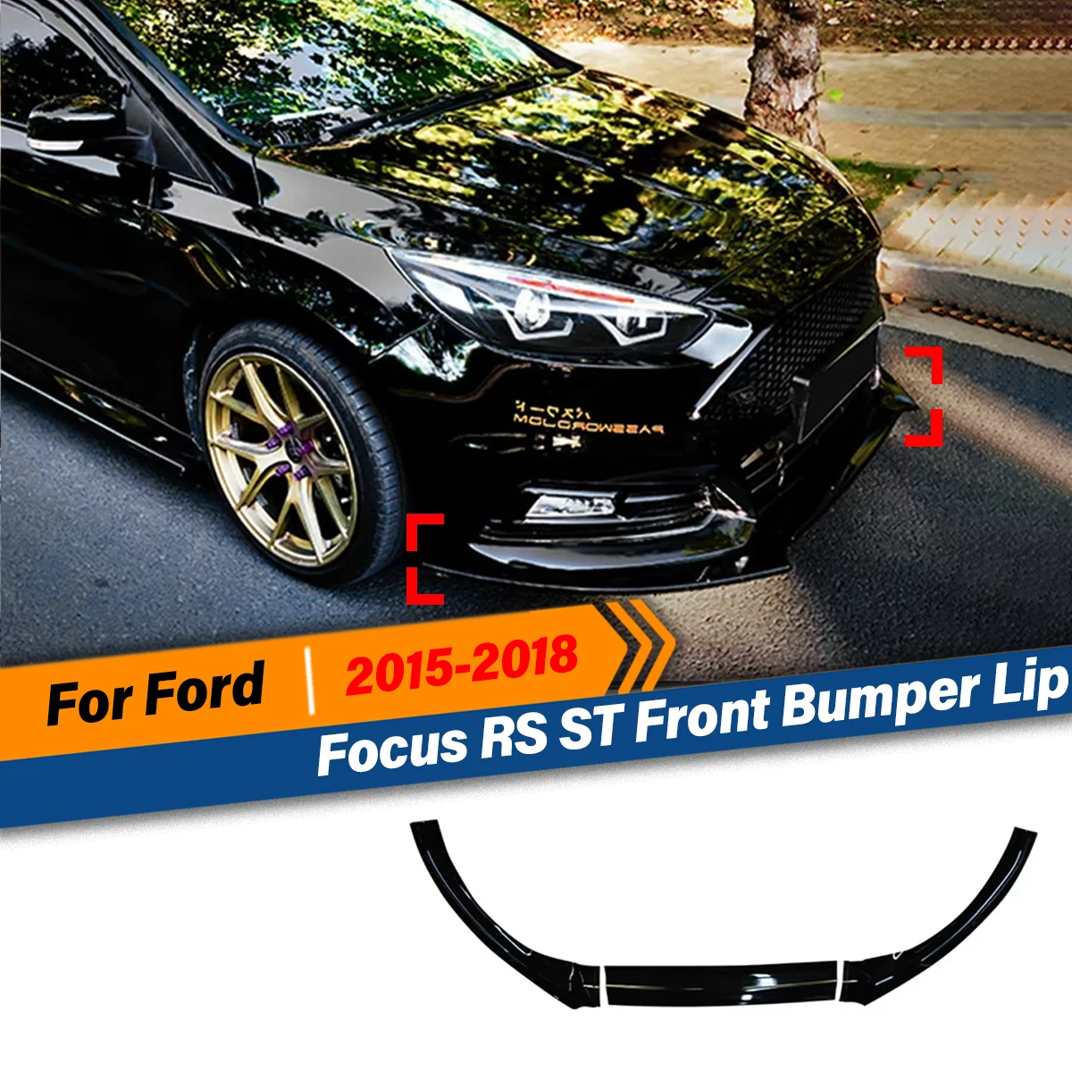 For Ford Focus RS ST 2015 2016 2017 2018 Front Bumper Surround Lip ...