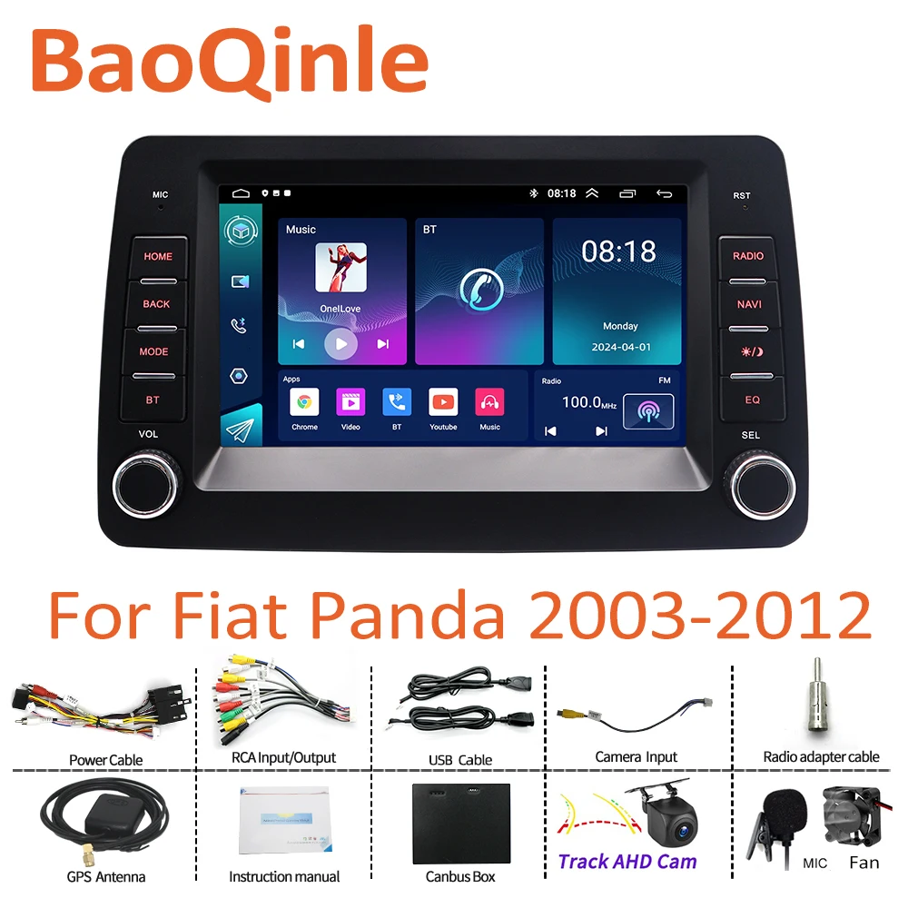 For FIAT Panda 2003-2012 2004 2011 Android Auto Carplay Car Radio 7Inch ...