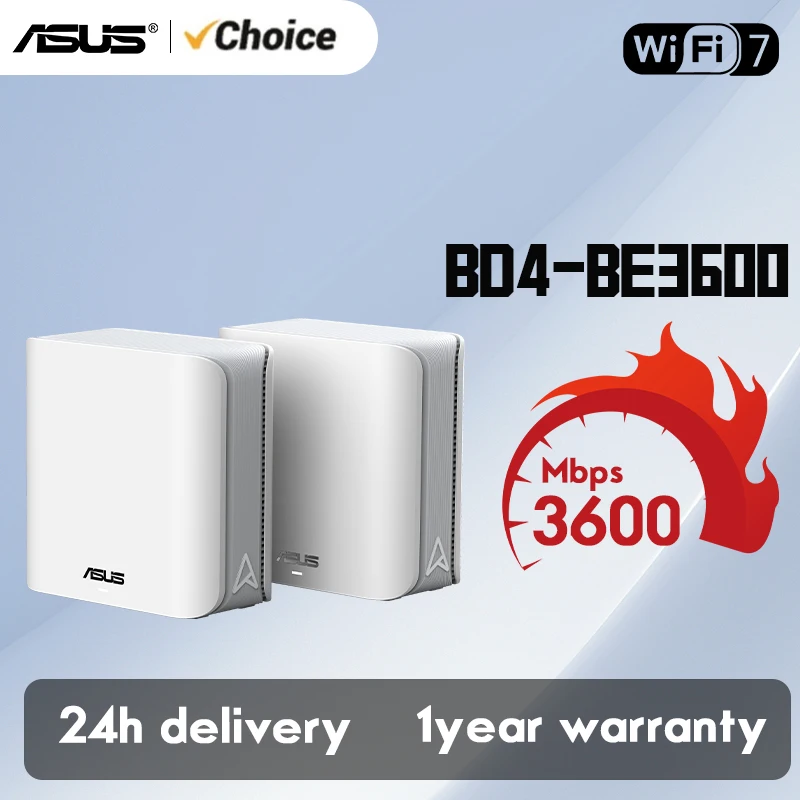 ASUS ZenWiFi BD4 (2-Pack) Dual-Band WiFi 7 Mesh Router, 3600 Mbps, 2450 ...