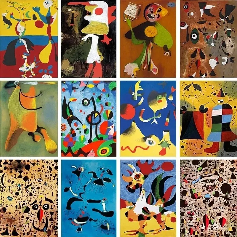 Joan-Miro-Abstract-Watercolor-Canvas-Painting-Famous-Artwork-Poster-and ...
