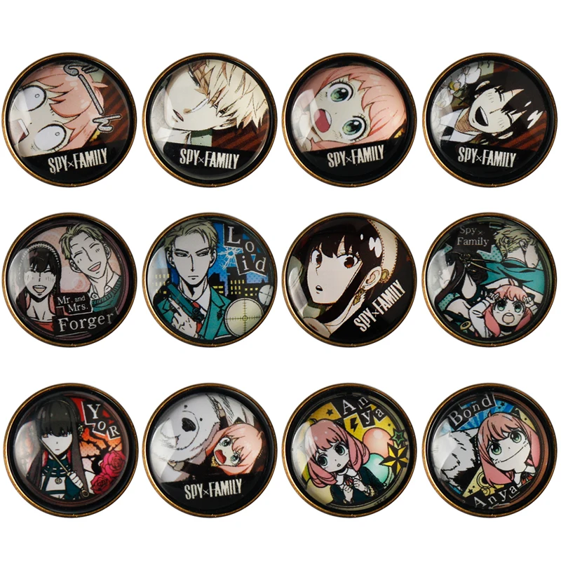Lovely Anime Spy X Family Glass Pin Twilight Yor Forger Anya Time Gem ...