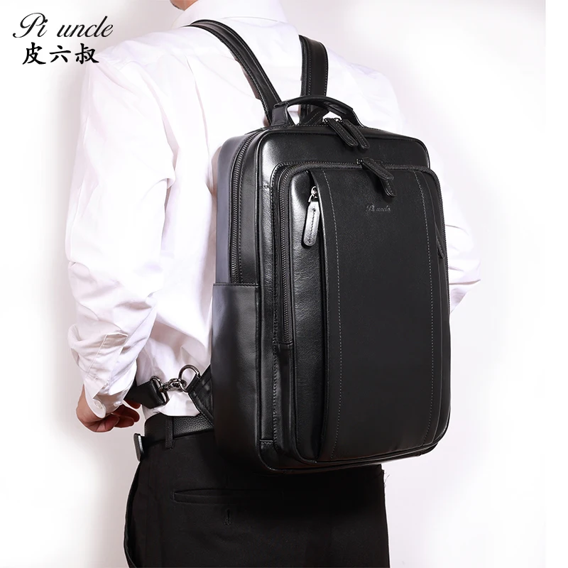 PI-UNCLE-Brand-New-Fashion-Genuine-Leather-Shoulder-Bag-Men-Backpack ...